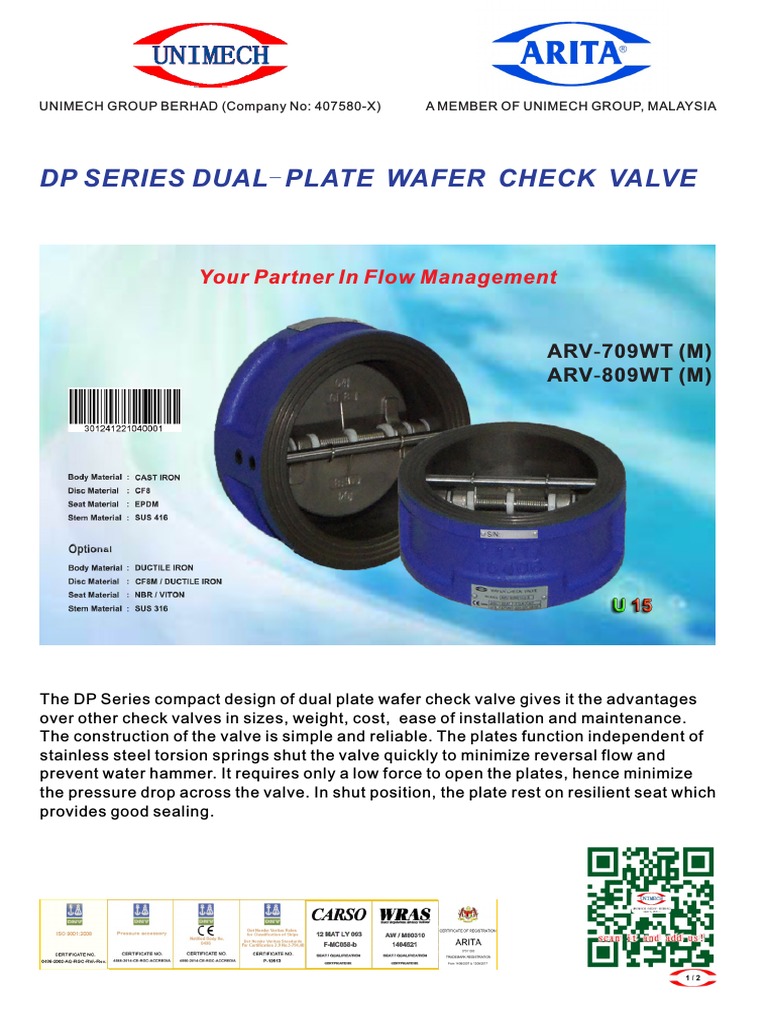 DP Series Wafer Check Valve Ci | PDF | Valve | Gas Technologies
