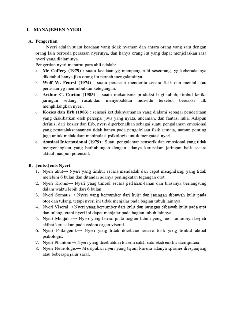 Manajemen Nyeri: Jenis dan Penanganan | PDF