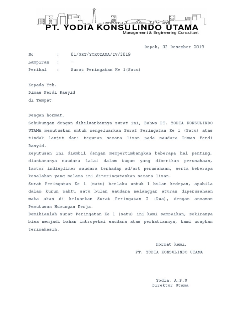 Surat Peringatan 1 | PDF
