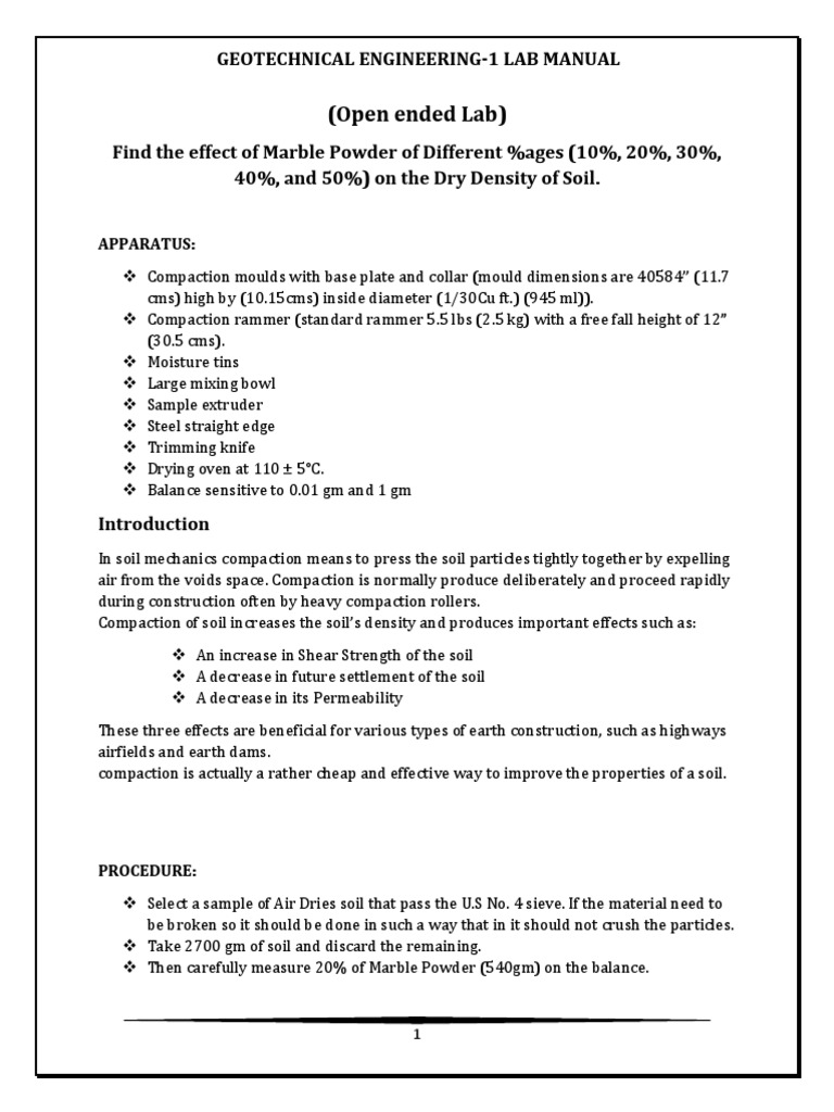 Experiment No9 Open Ended Lab | Download Free PDF | Soil | Civil Engineering