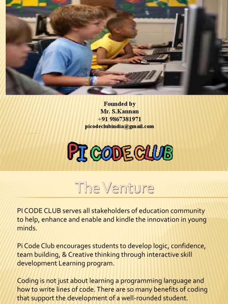 Pitch Deck Pi Code Club New | PDF | Sales | Marketing
