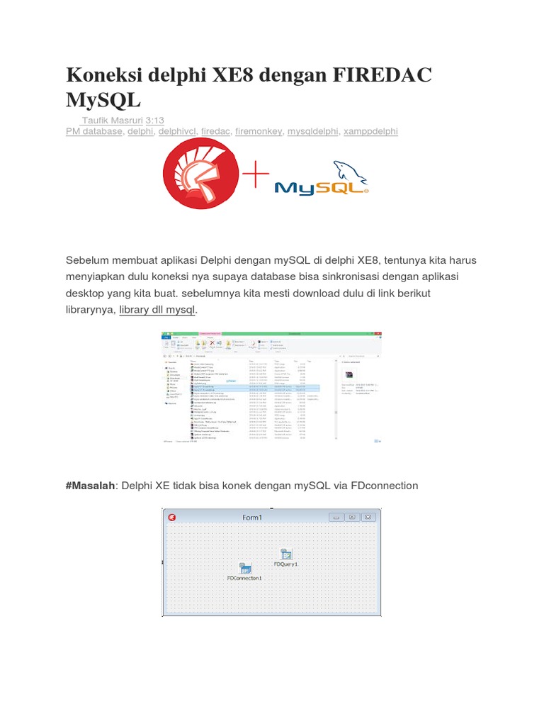 Koneksi Delphi XE8 dengan MySQL FIREDAC | PDF
