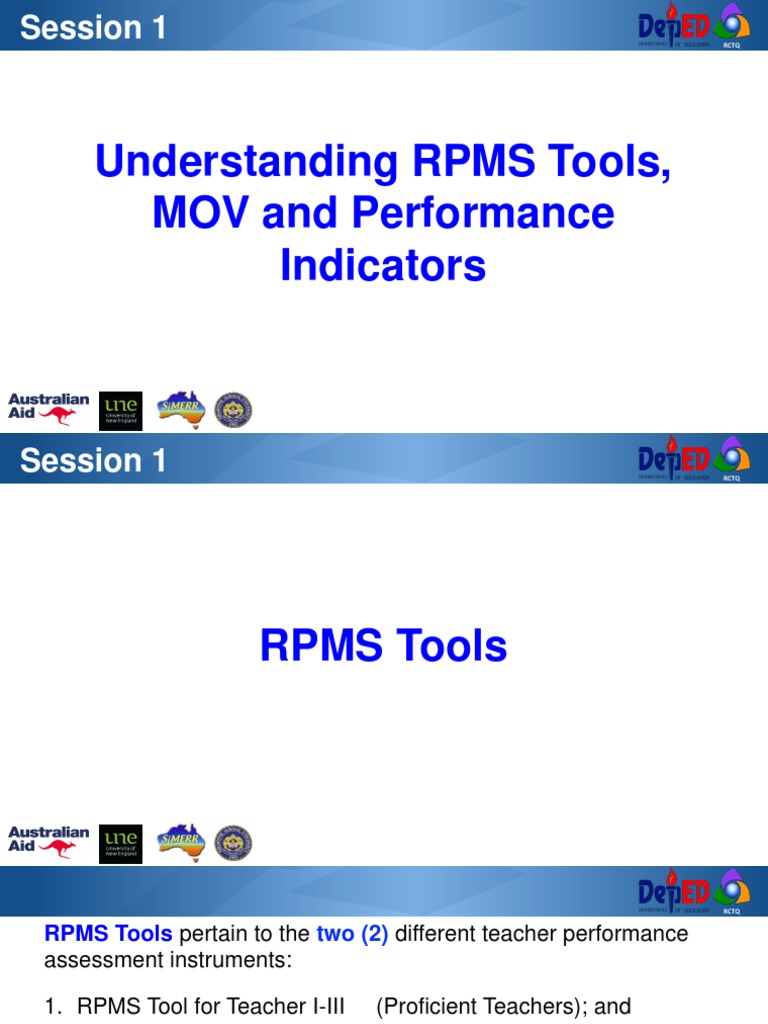 05 Understanding RPMS Tools and MOVs | PDF | Curriculum | Educational ...