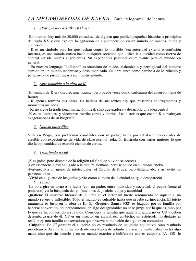 Kafka | PDF | La metamorfosis | Franz Kafka