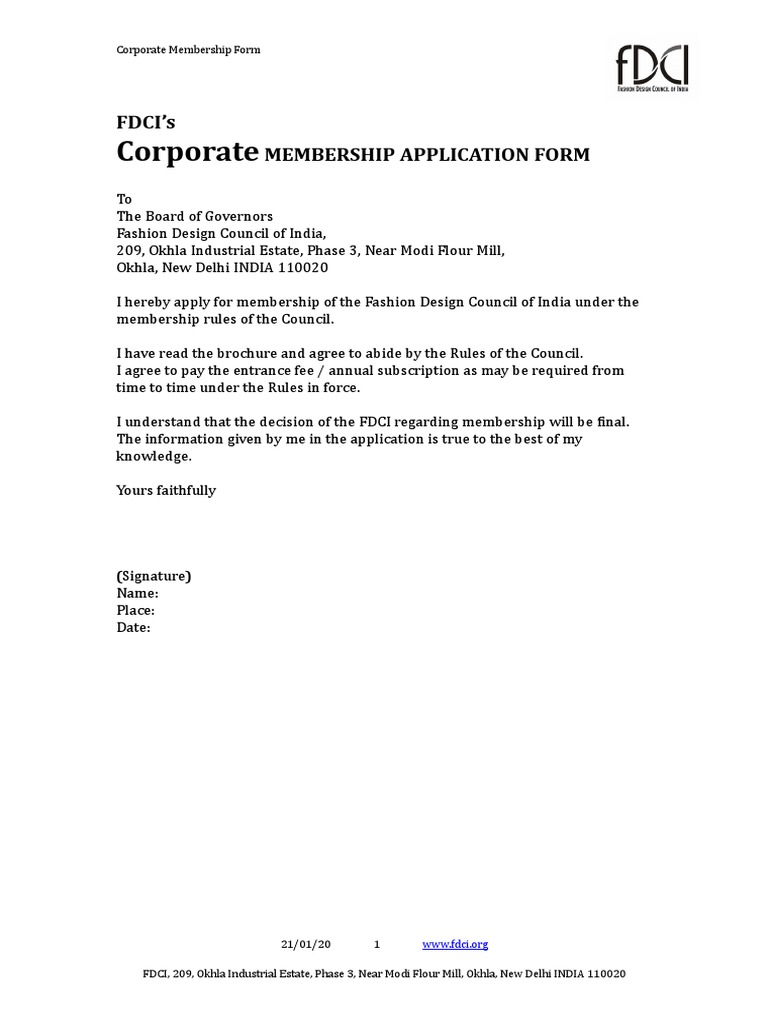 Corporate Fdci Membership | PDF | Retail | Fashion