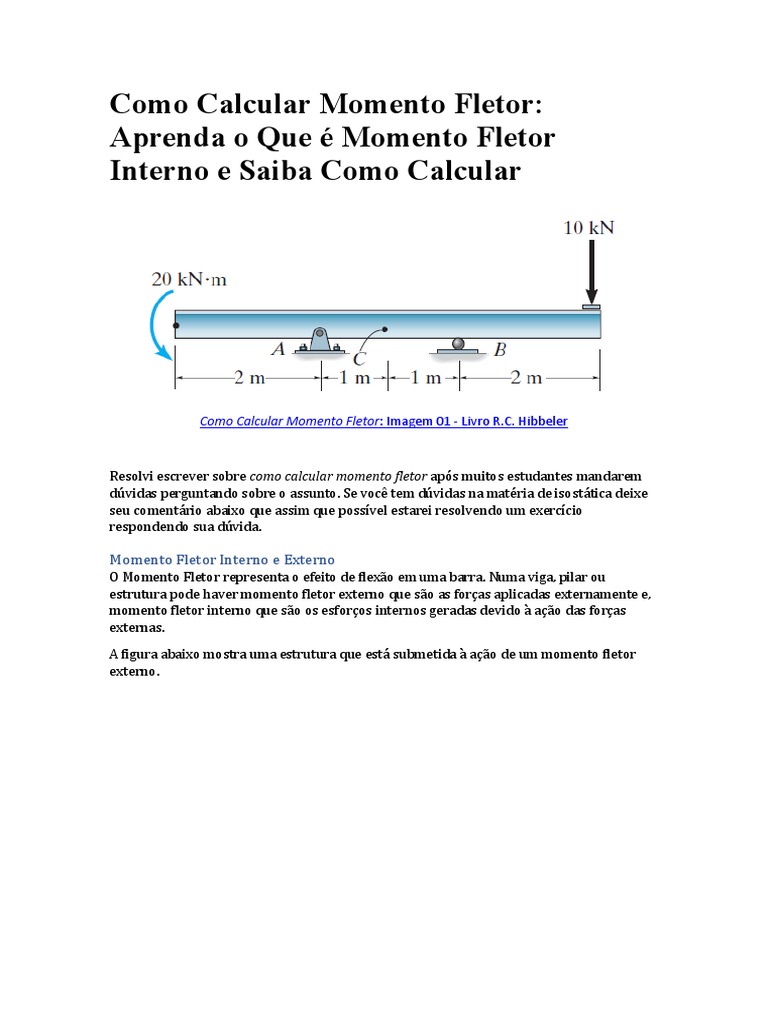 Cálculo de Momento Fletor em Vigas | PDF | Flexão (Física) | Estresse ...