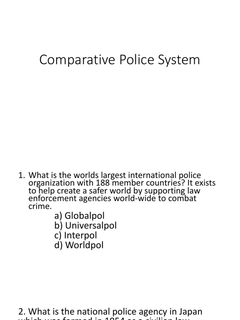 Comparative Police System Reviewer | PDF | Inspector | Police