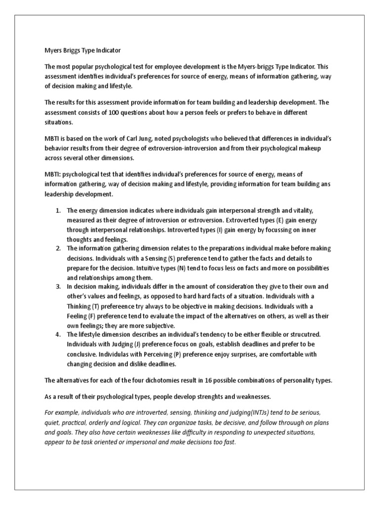 MBTI | PDF | Extraversion And Introversion | Decision Making