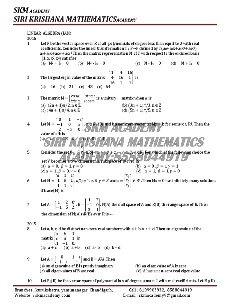 Linear Algebra Jam 1-Column | PDF | Eigenvalues And Eigenvectors ...