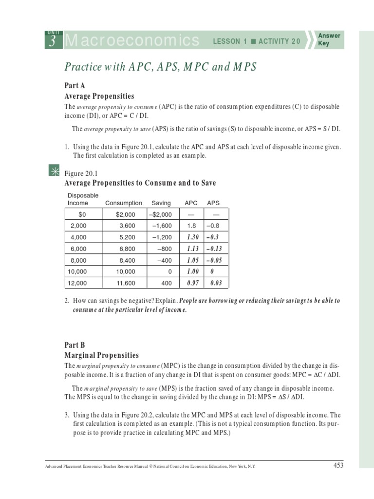 Practice With APC APS MPC MPS KEY PDF | PDF | Microeconomics | Macroeconomics