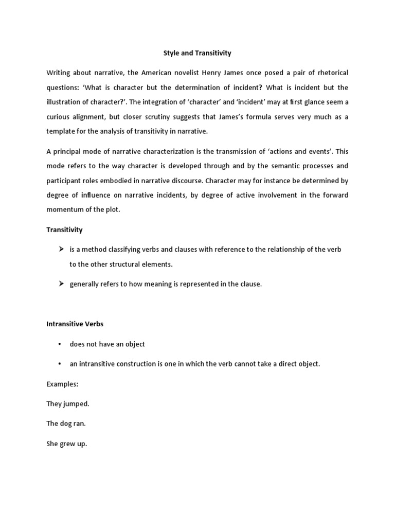 Transitivity | PDF | Verb | Object (Grammar)