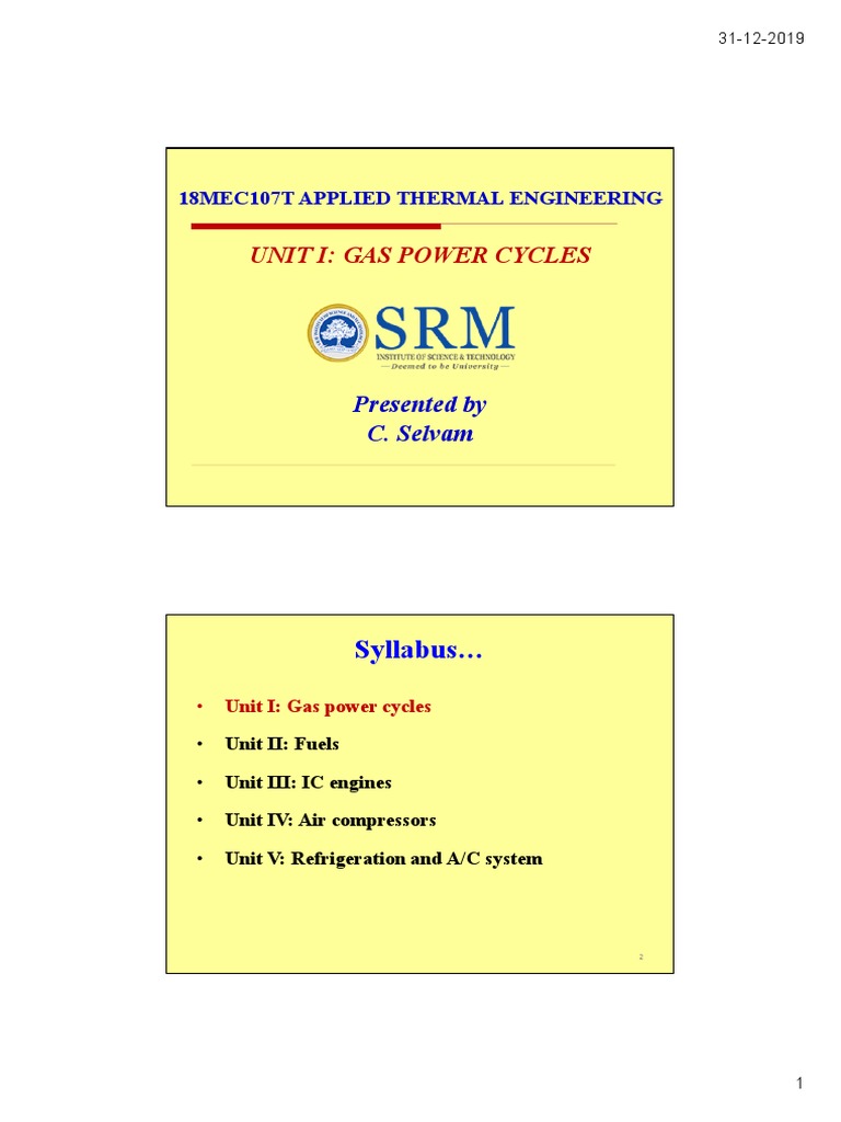 Gas Power Cycles Overview | PDF | Thermodynamics | Internal Combustion ...