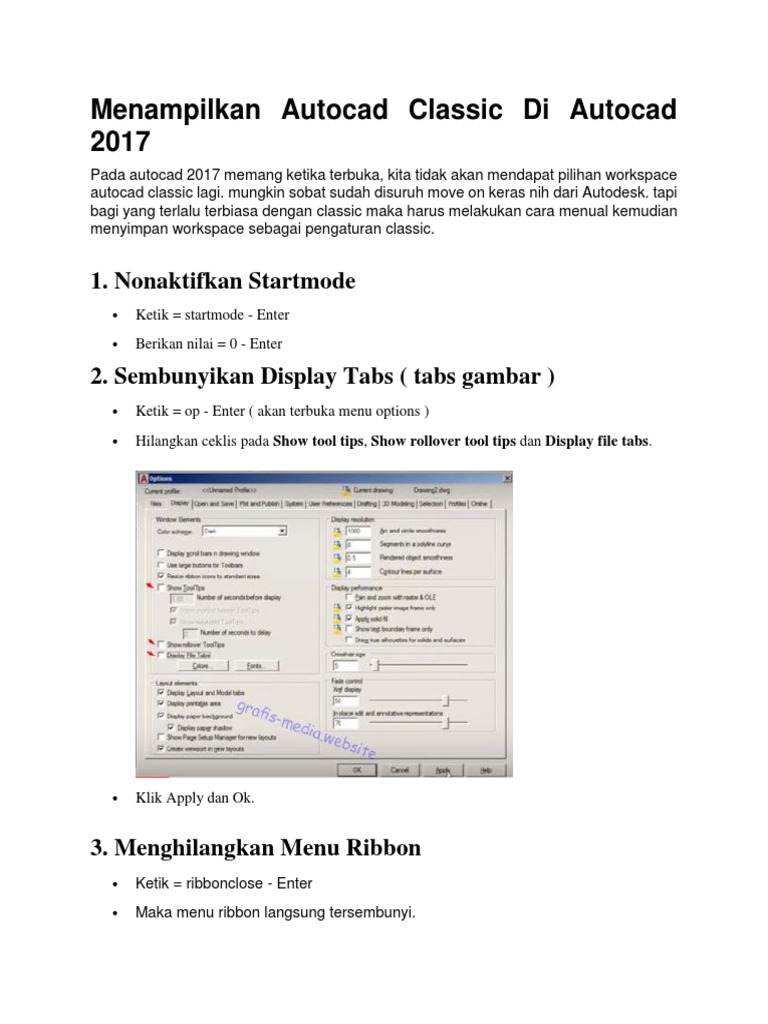 Cara Menampilkan Autocad Classic 2017 | PDF