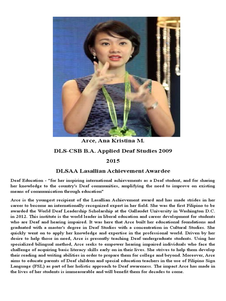 Ce, Ana Kristin | PDF | Hearing Loss | Literacy