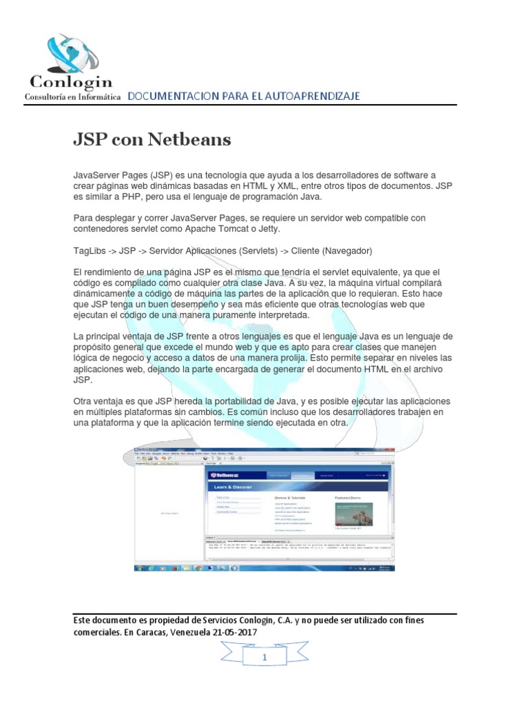 JSP Con Netbeans | PDF | Páginas del servidor Java | Servlet Java