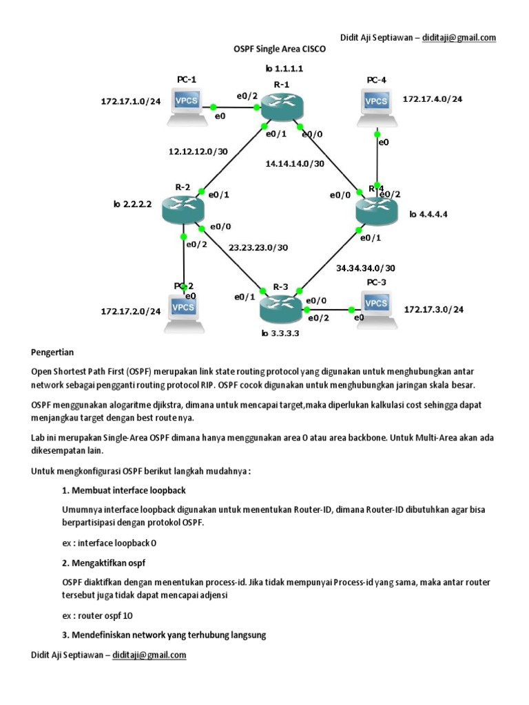 Cara Konfigurasi OSPF Single Area CISCO | PDF