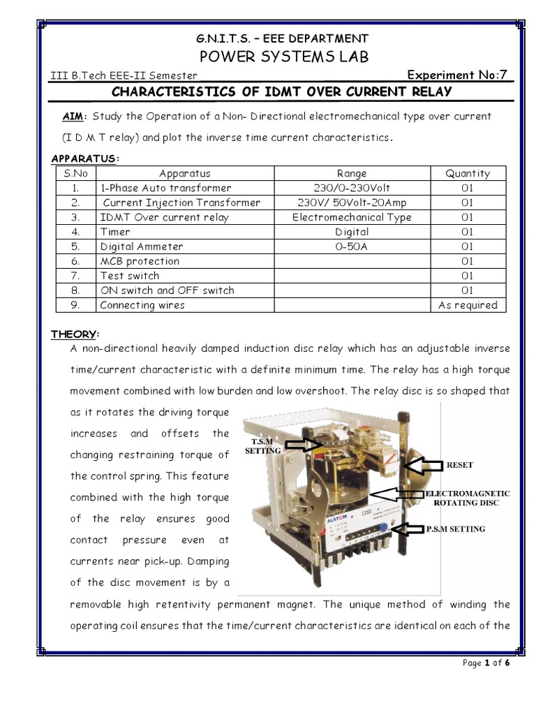 Idmt Over Current Relay | PDF | Relay | Transformer