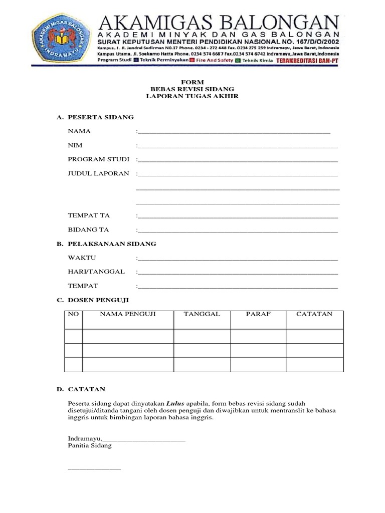 Form BBS Revisi Sidang | PDF
