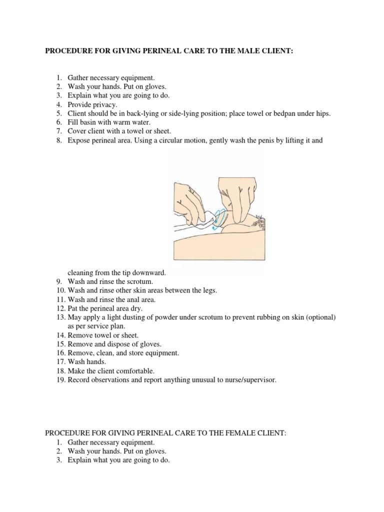 Procedure For Giving Perineal Care To The Male Client | PDF | Nature
