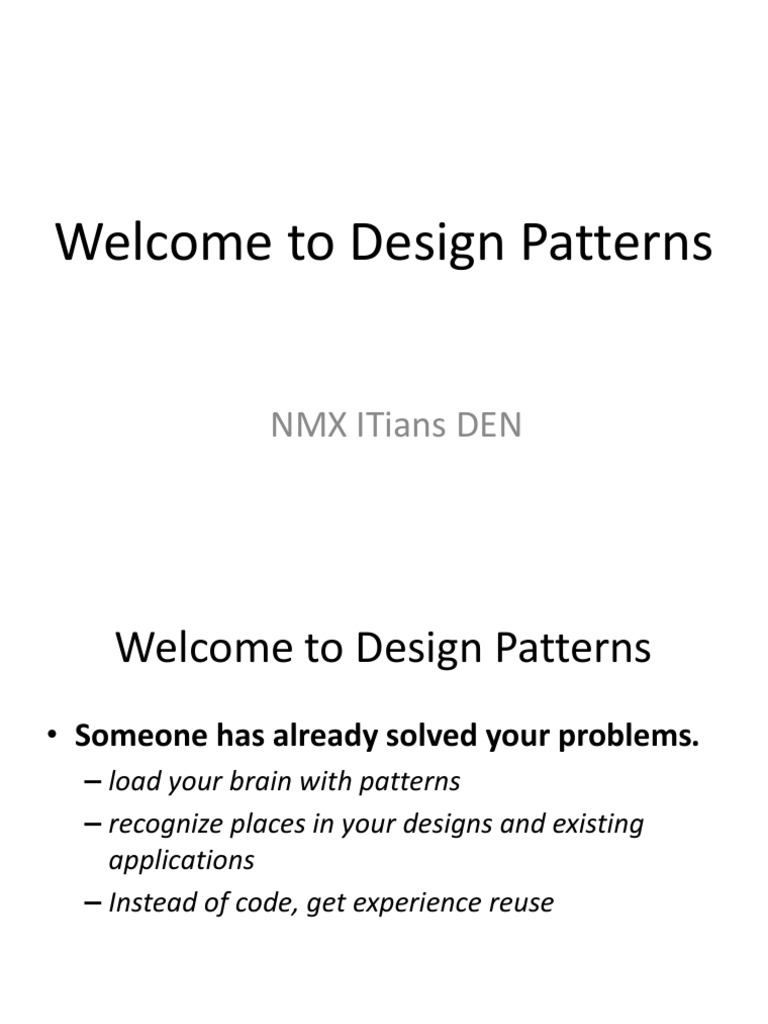 Welcome To Design Patterns | PDF | Inheritance (Object Oriented ...