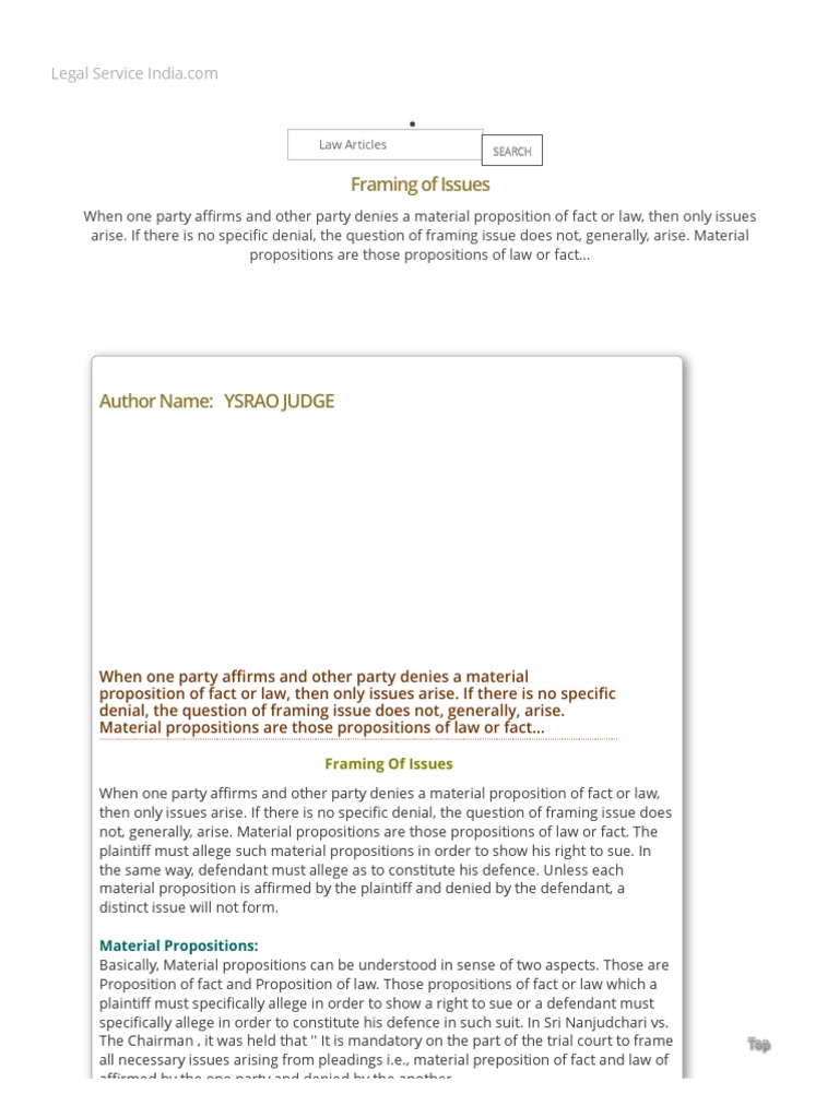 Framing of Issues | PDF | Lawsuit | Justice