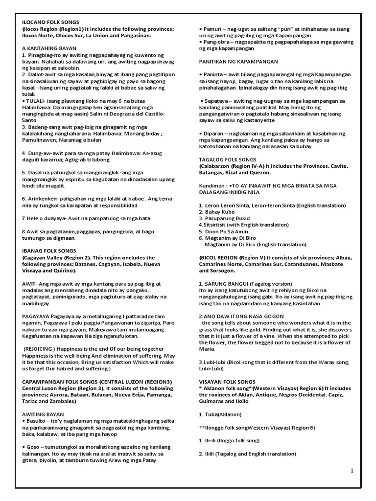 Ilocano Folk Songs | PDF