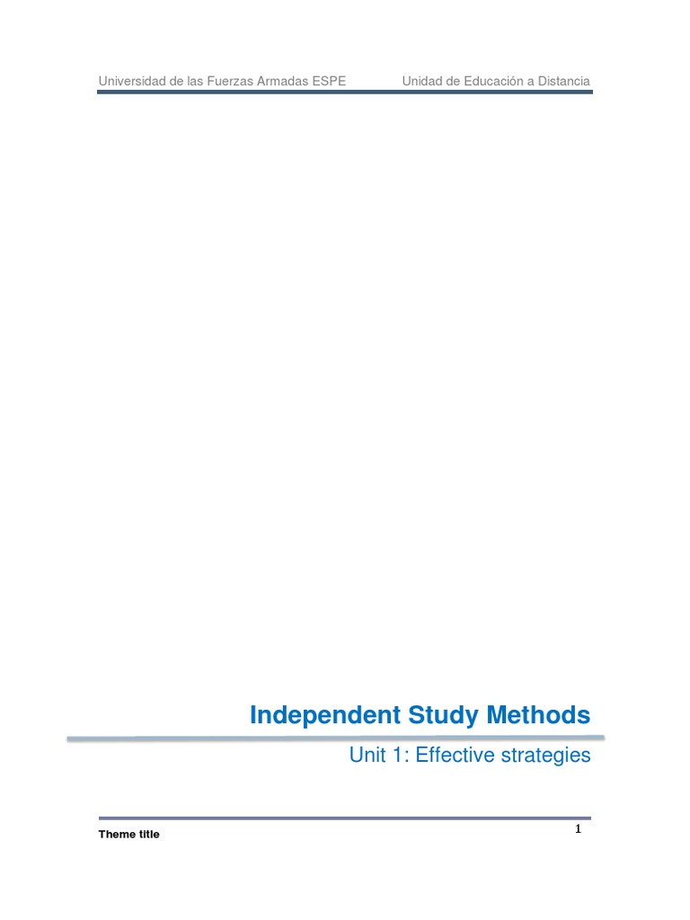 Independent Study Methods Summary Guide | PDF