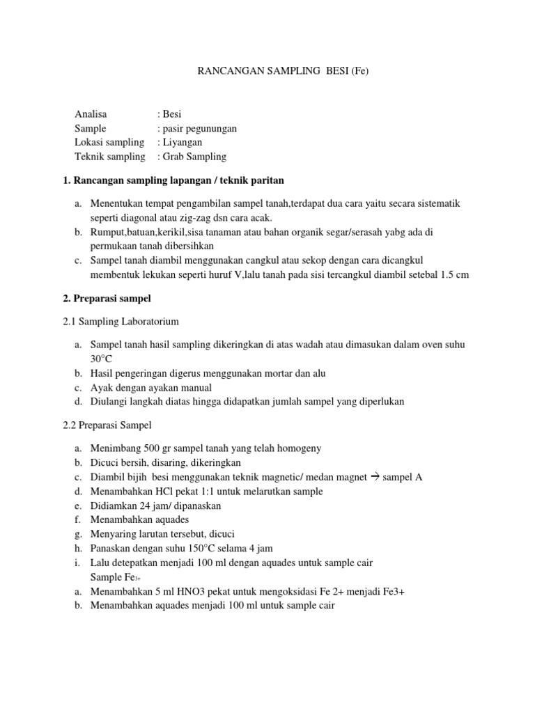 Rancangan Sampling Besi | PDF