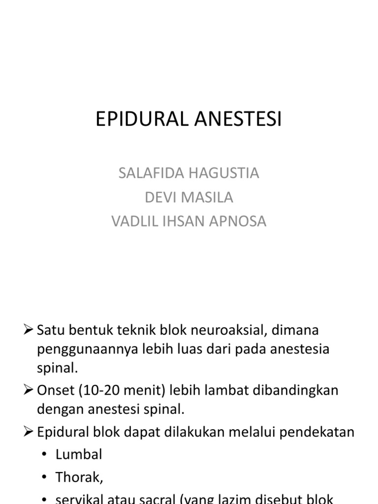 Panduan Lengkap Anestesi Epidural | PDF | Kesehatan Holistik | Sains ...
