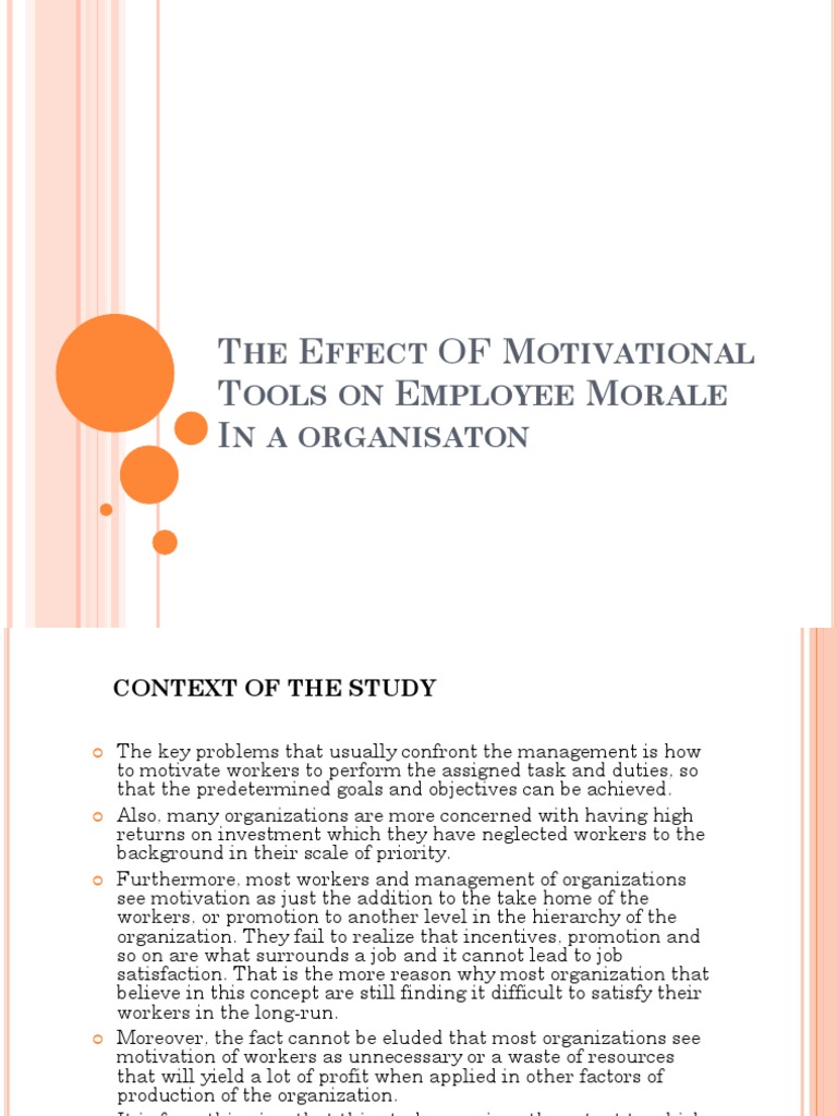 Effect Motivational Tools Employee Morale | PDF | Motivation | Motivational