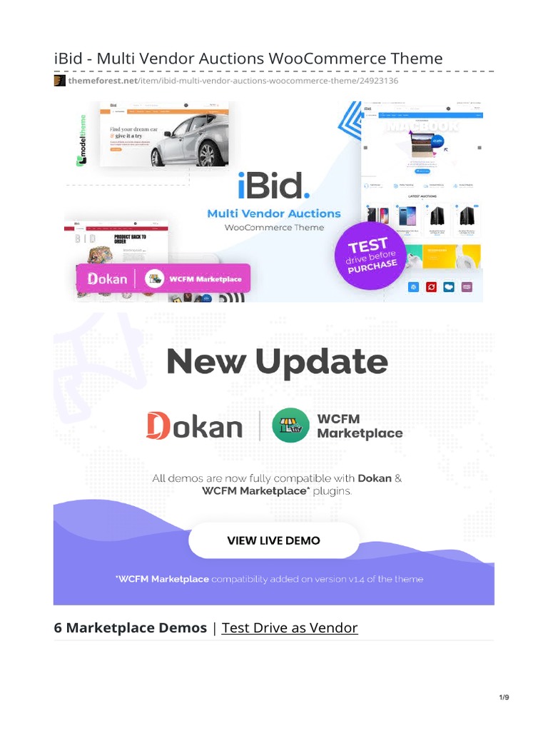 IBid - Multi Vendor Auctions WooCommerce Theme | PDF | Word Press | Auction