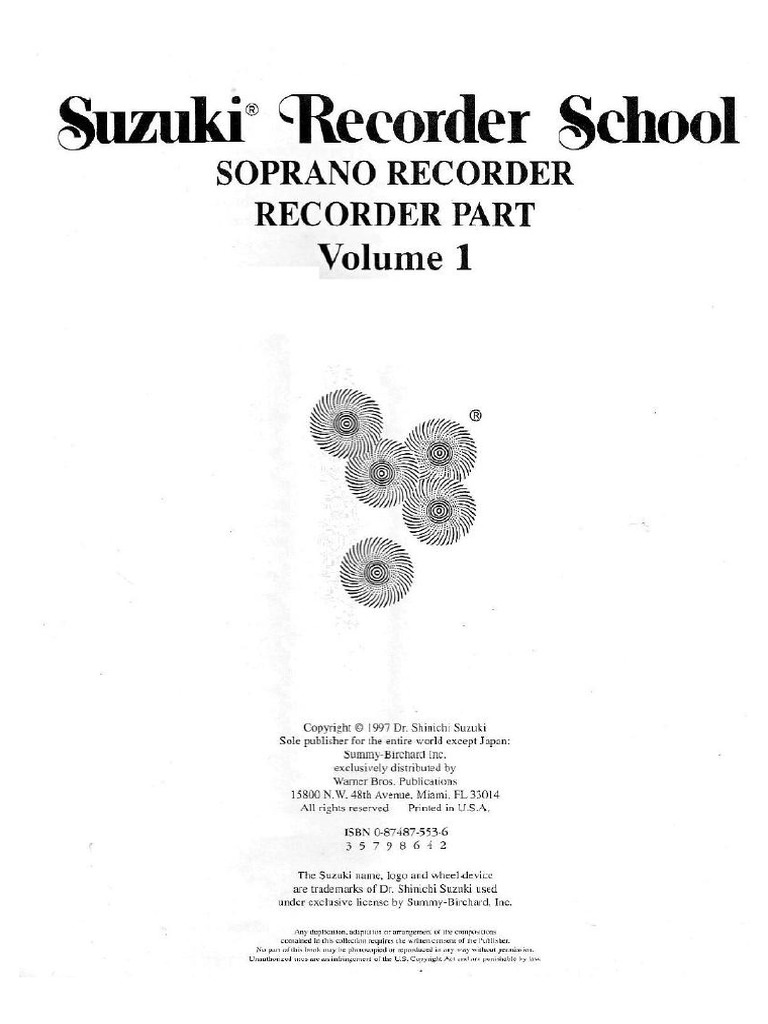 MÉTODO SUZUKI - Soprano Recorder Vol. 01 | PDF