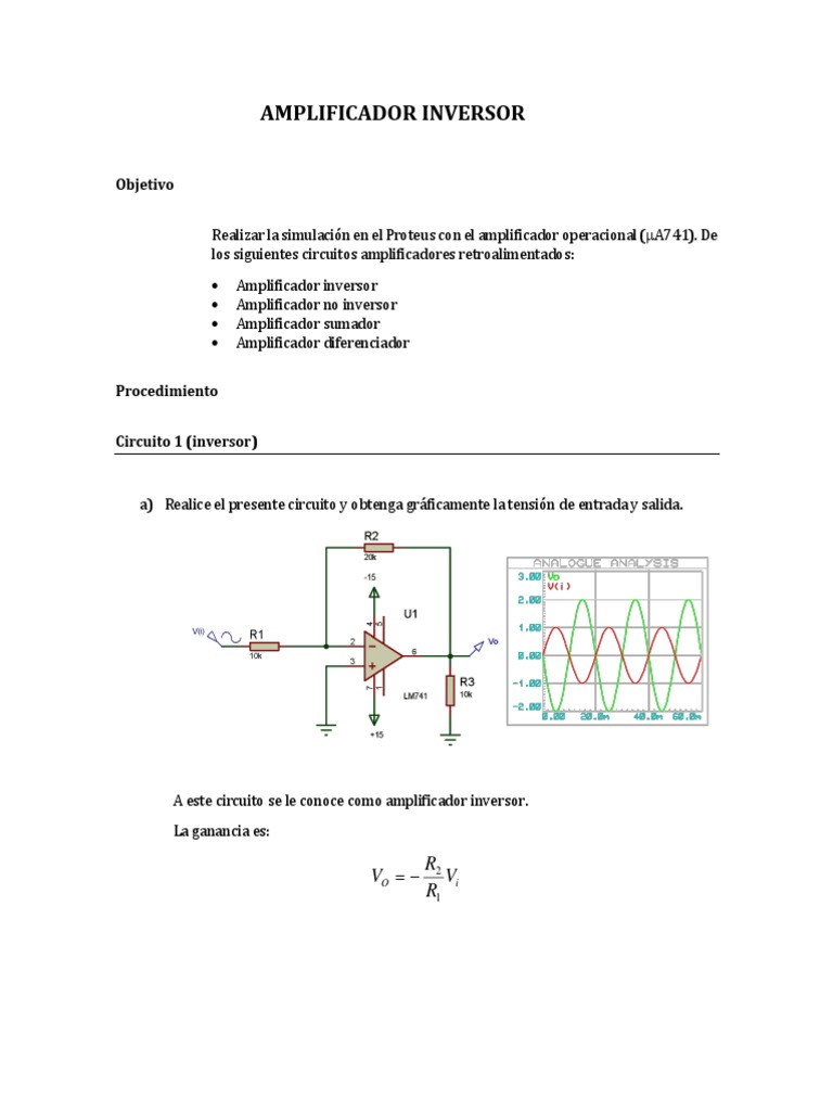 Amplificador Inversor | PDF | Amplificador operacional | Circuitos ...