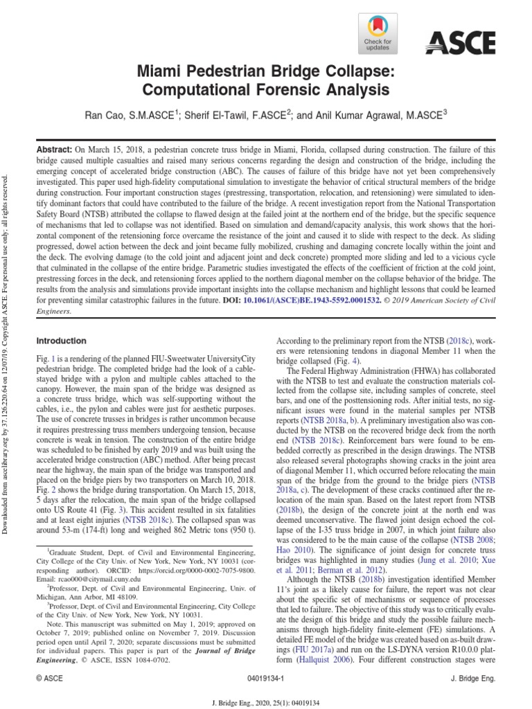 Miami Pedestrian Bridge Collapse Computational Forensic Analysis | Download Free PDF | Bridge ...