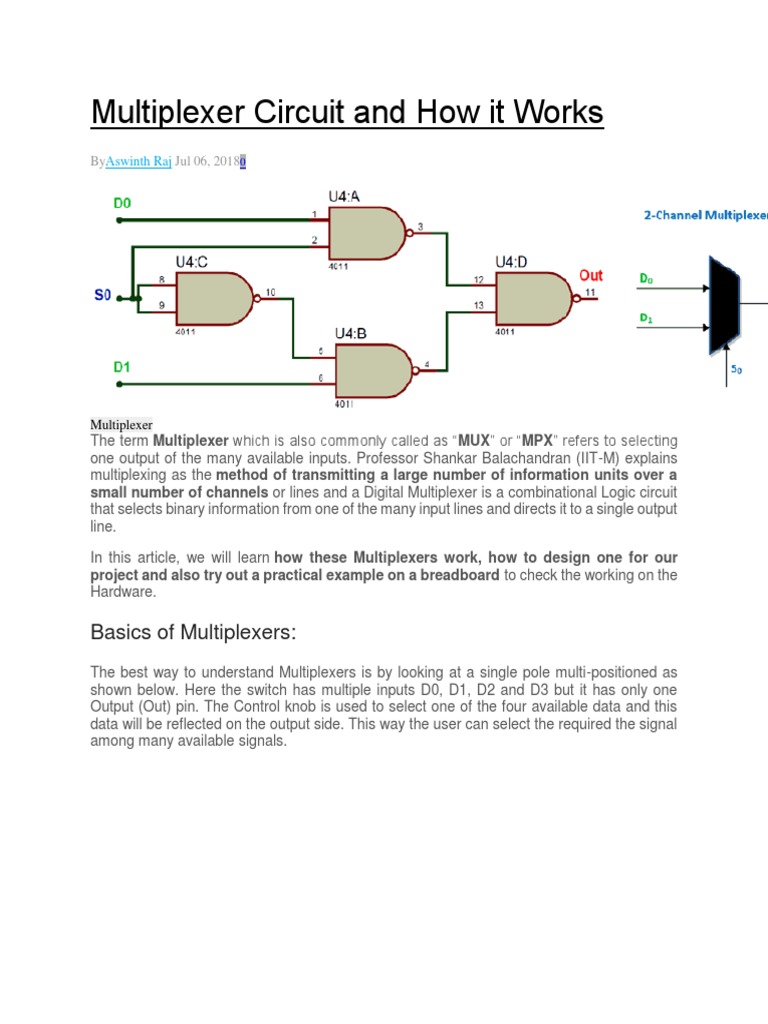 Multiplexer Circuit and How It Works | PDF | Logic Gate | Electrical Circuits