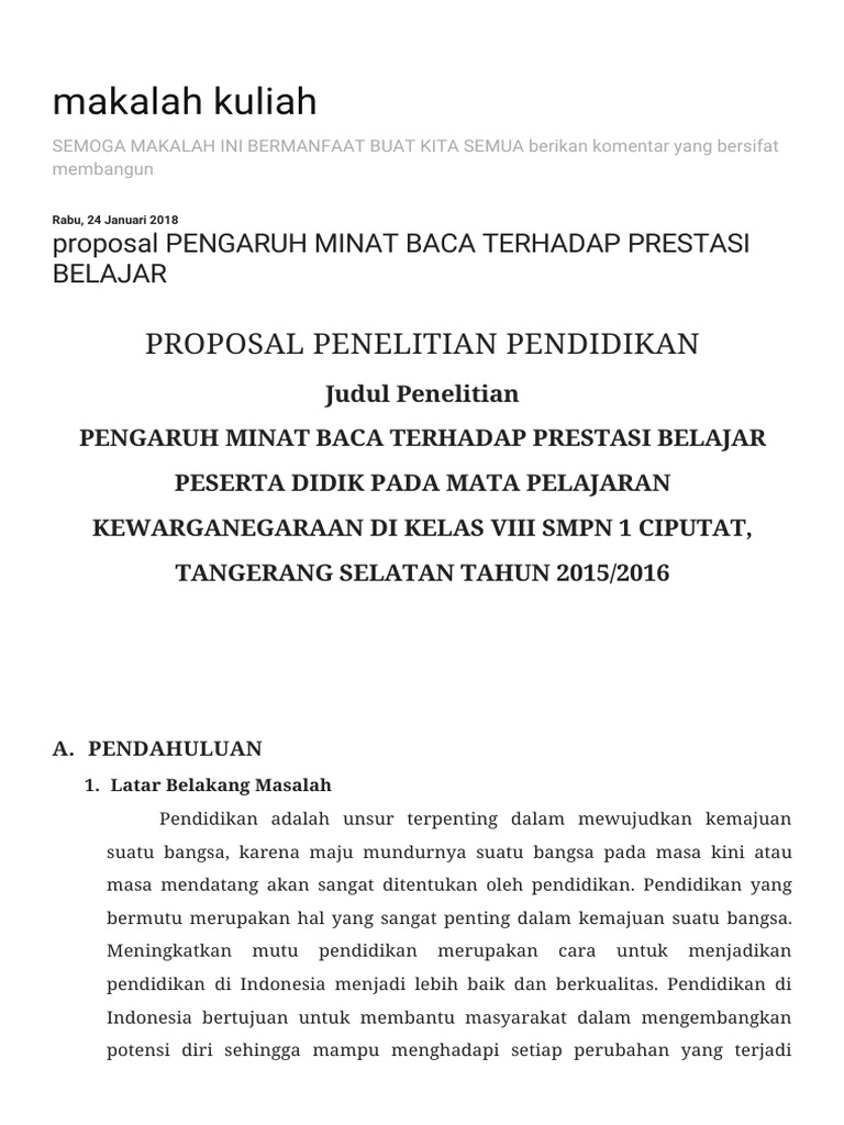 Contoh Contoh Proposal Kegiatan | PDF