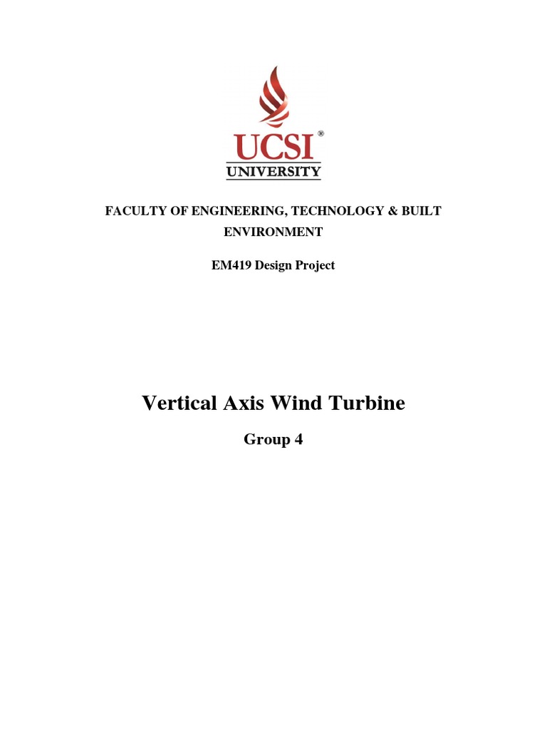Design Project Vertical Axis Wind Turbin PDF | PDF | Wind Turbine ...