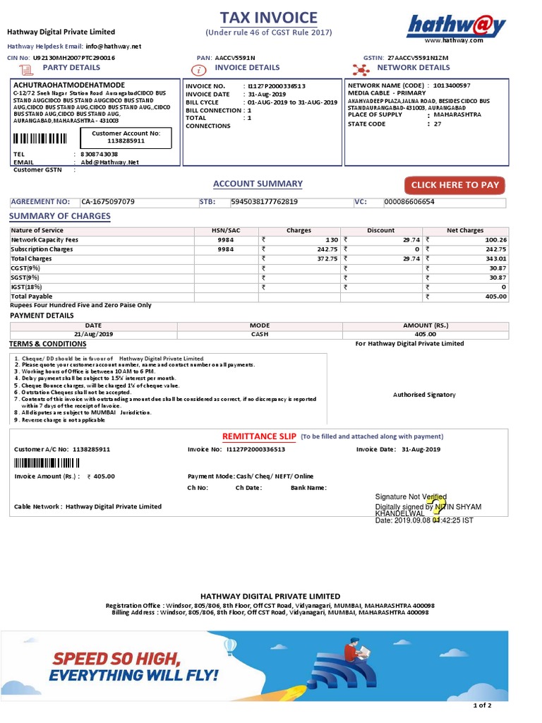 Invoice 1138285911 I1127P2000336513 PDF | Download Free PDF | Cheque | Invoice