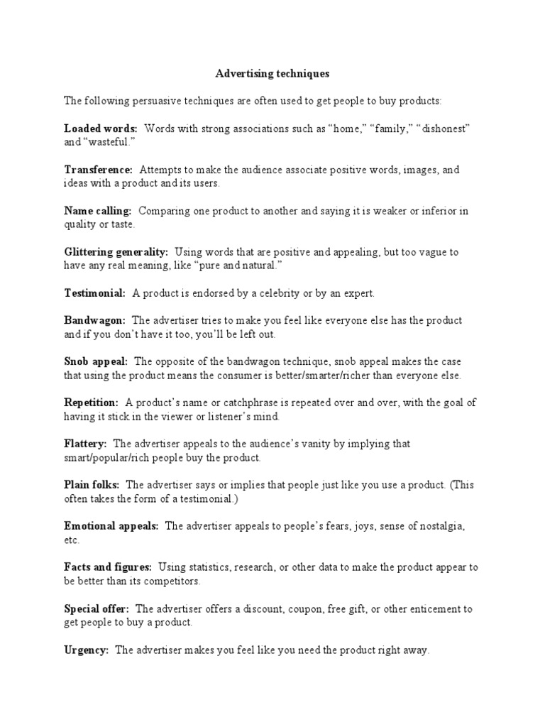 Facts And Figures Advertising Technique