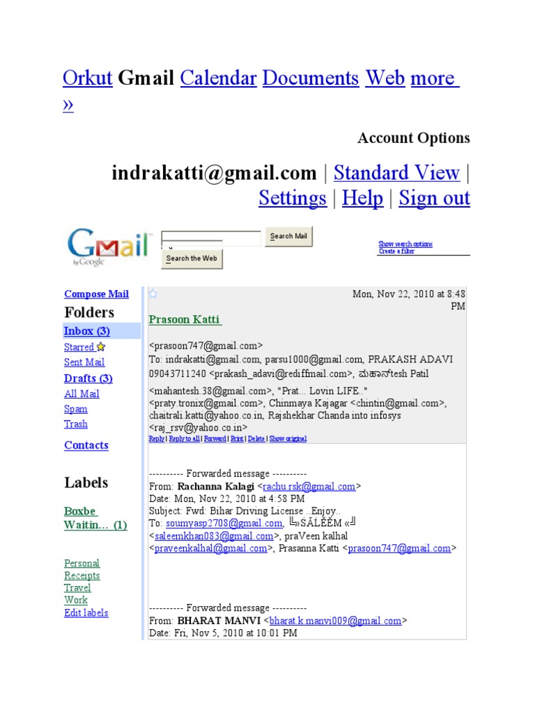 Orkut Gmail Calendar Documents Web More | PDF | Gmail | Alphabet Inc.