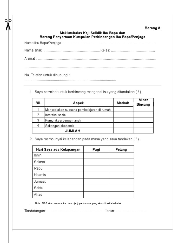 Borang A Borang B Pibk | PDF