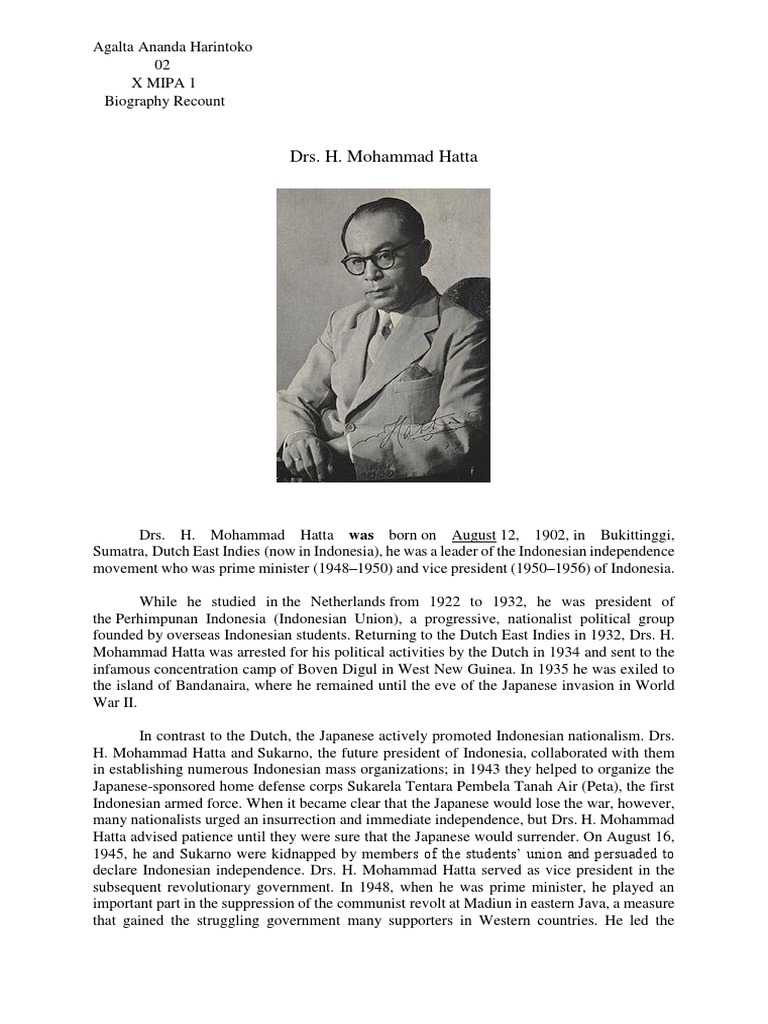 Biography Moh Hatta | PDF | Southeast Asia | Indonesian People