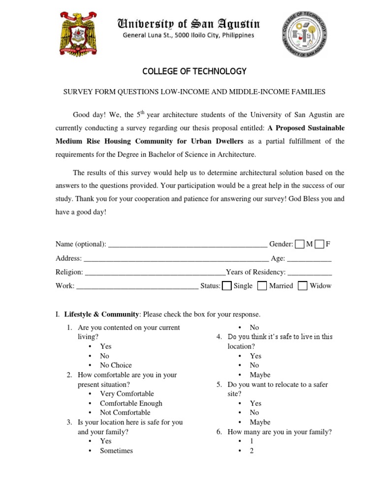 THESIS QUESTIONNAIRE Housing | PDF | Employment | Economies