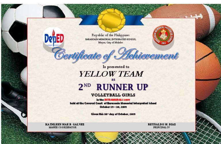 Intramurals 2019 Volleyball Award | PDF