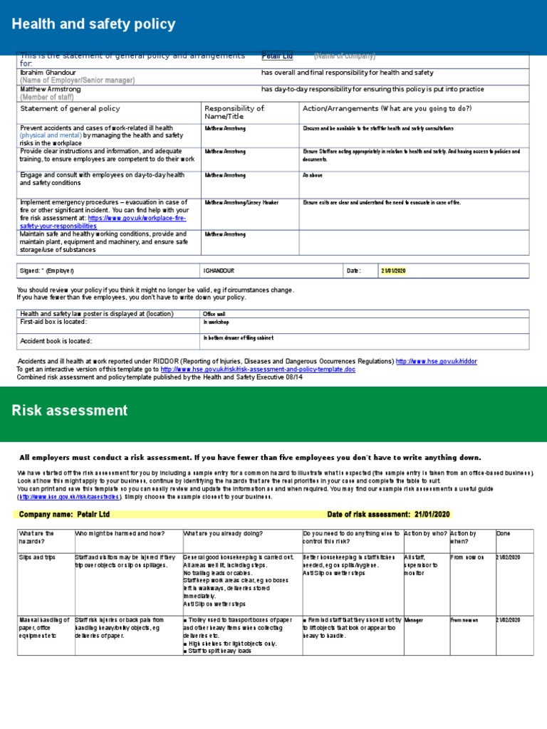 risk-assessment-and-policy-template | Occupational Safety And Health ...