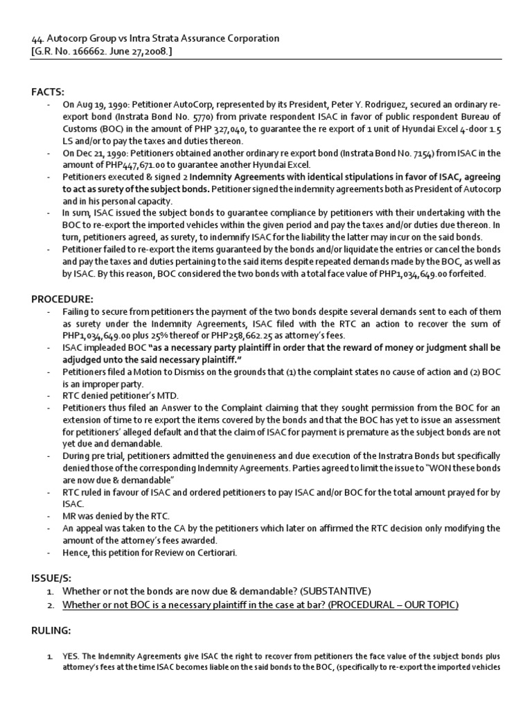 Autocorp Group Vs Intra Strata Assurance Corporation | PDF | Lawsuit ...