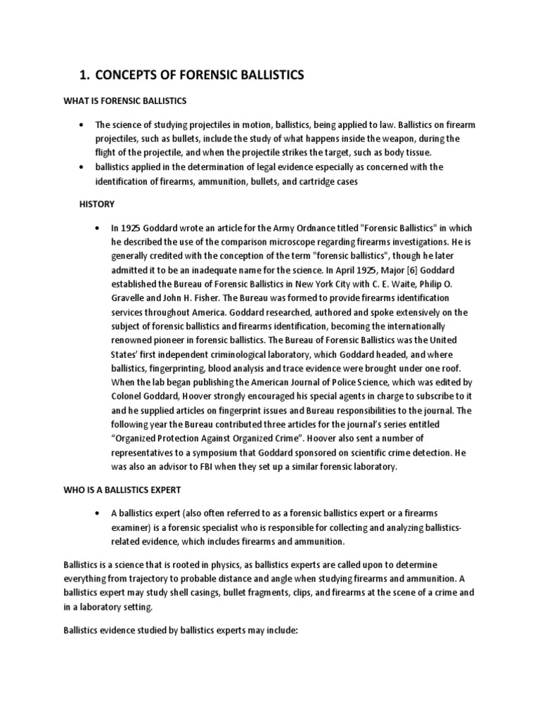 Concepts of Forensic Ballistics | PDF | Bullet | Ballistics