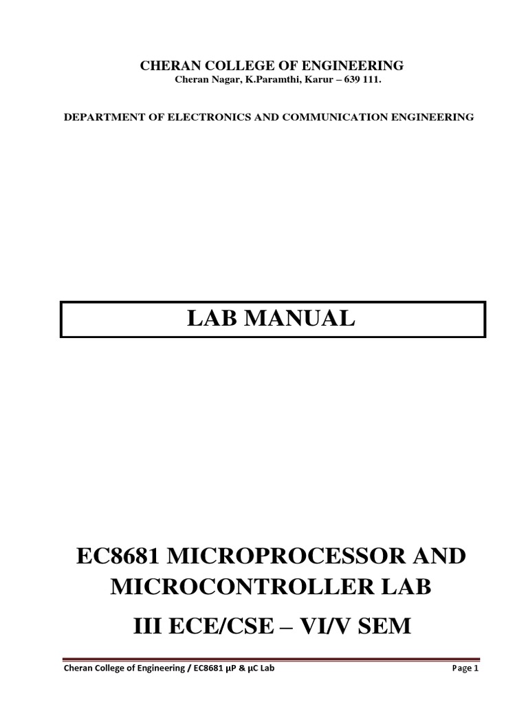 MPMC Ec8691 Lab Manual | PDF | Electric Motor | Assembly Language