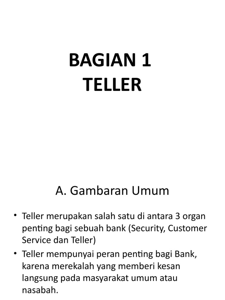 Tugas dan Proses Kerja Teller Bank | PDF