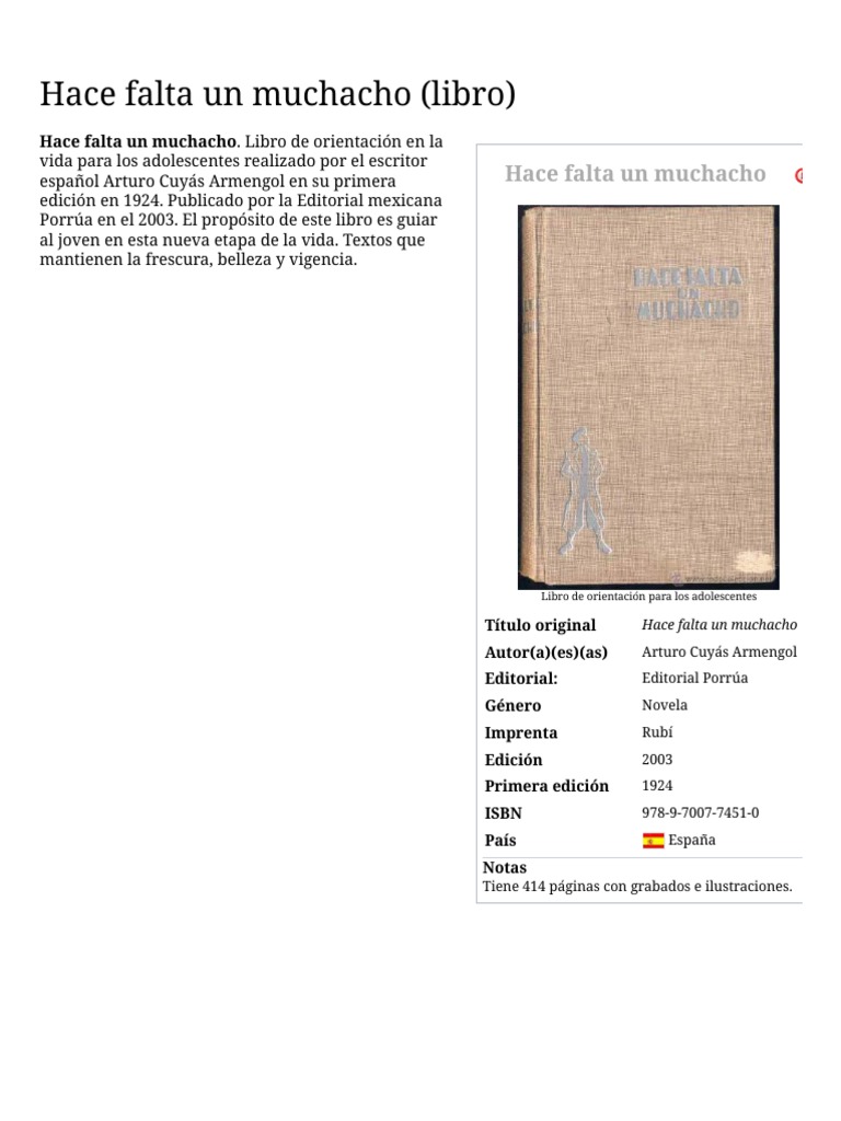 Hace Falta Un Muchacho (Libro) - EcuRed PDF | PDF | Publicación | Libros